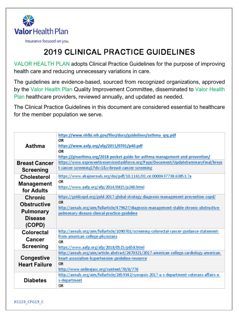 Clinical Practice Guidelines | PDF | Medicine | Medical Specialties