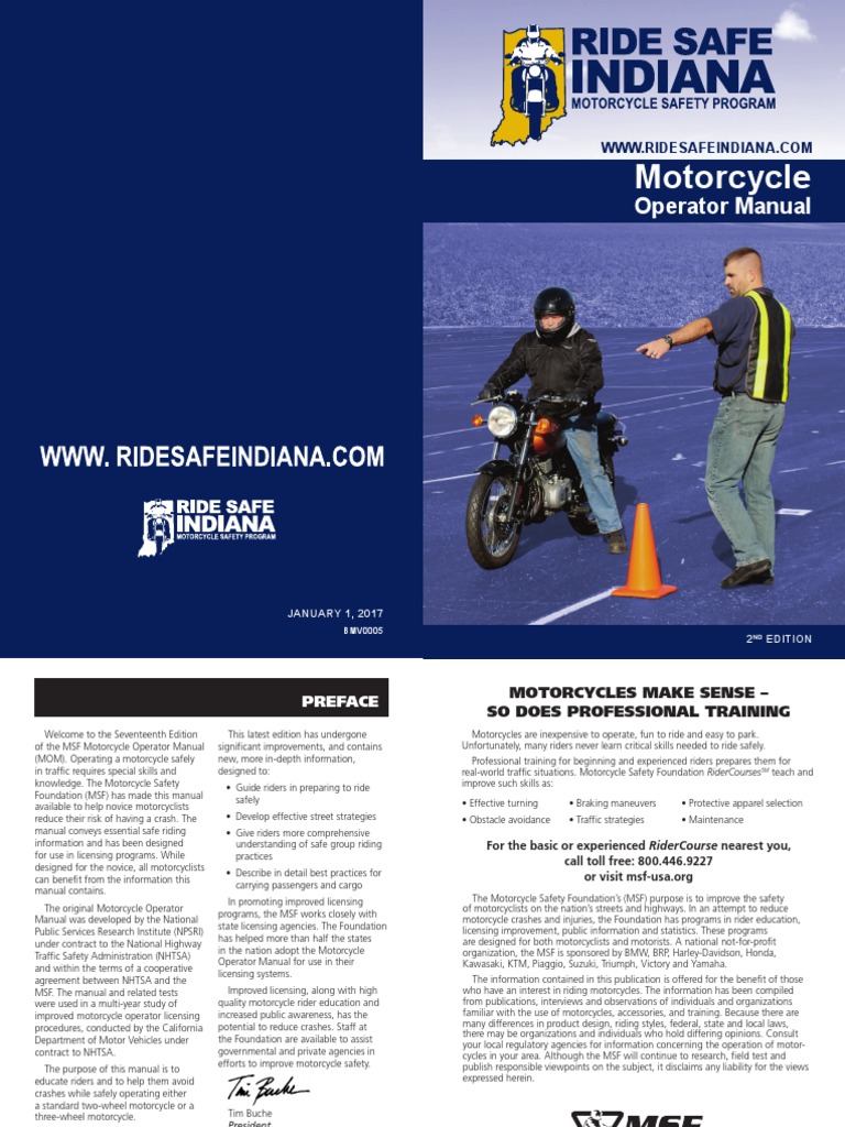 Indiana Motorcycle Safety Manual | PDF | Driver's License | Motorcycle