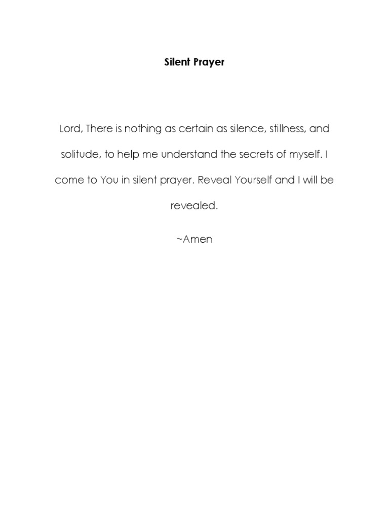The Power of Silent Prayer | PDF