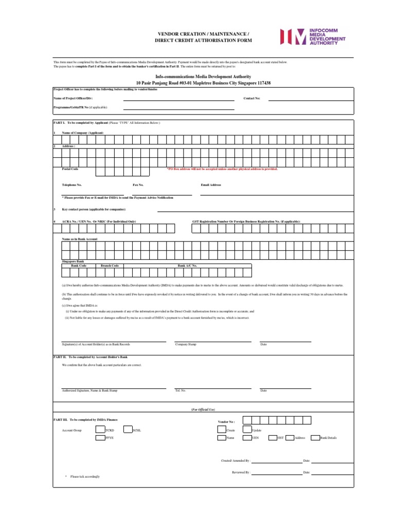 IMDA DCA Form PDF | PDF | Payments | Banks