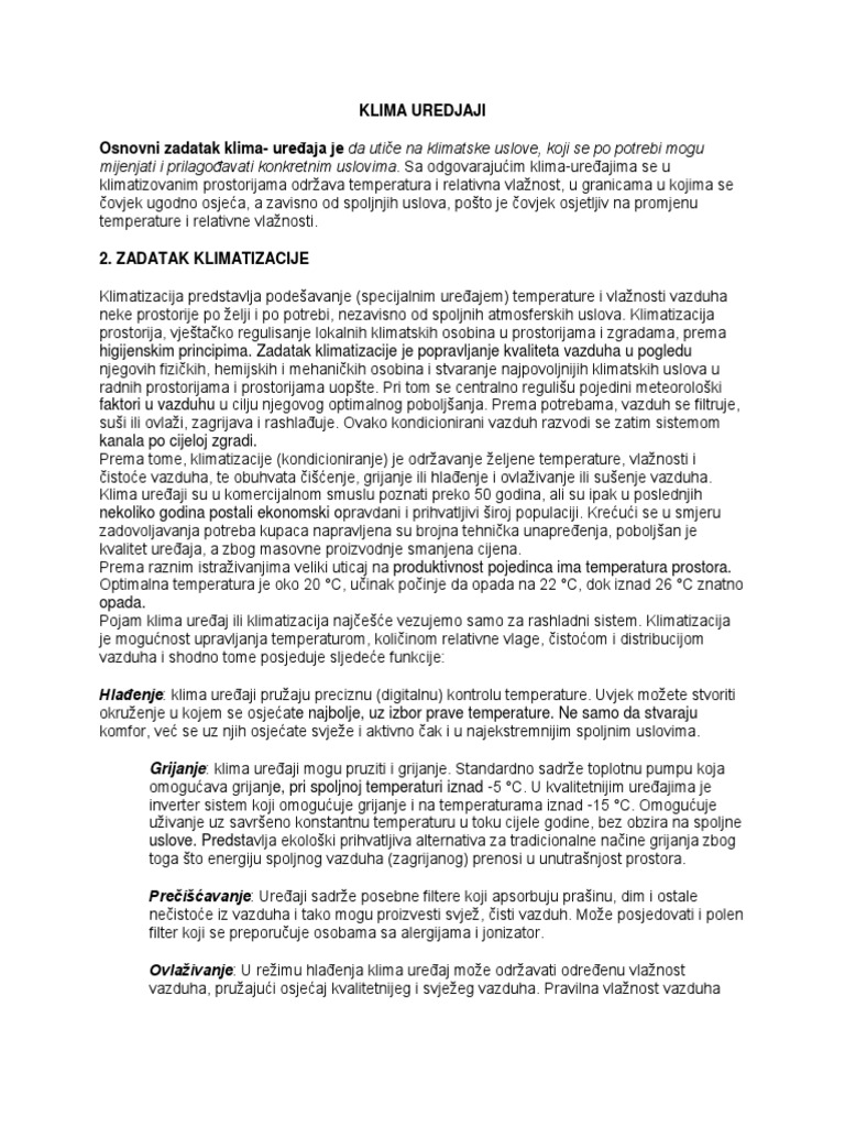 Klima Uredjaji | PDF