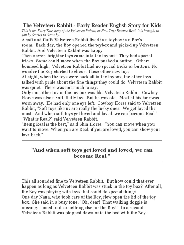 Short English Story For Kids | PDF | Rabbit