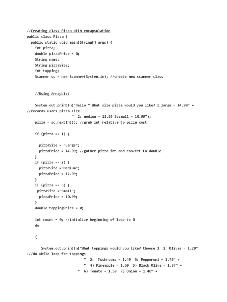 PizzaOrder Assignment Working Coding | PDF | Pizza | Software Development