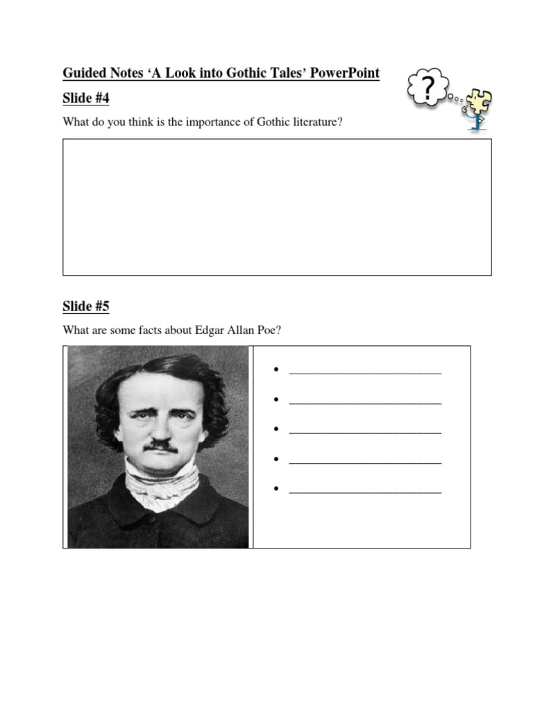 Guided Notes For Edgar Allan Poe Lecture | PDF