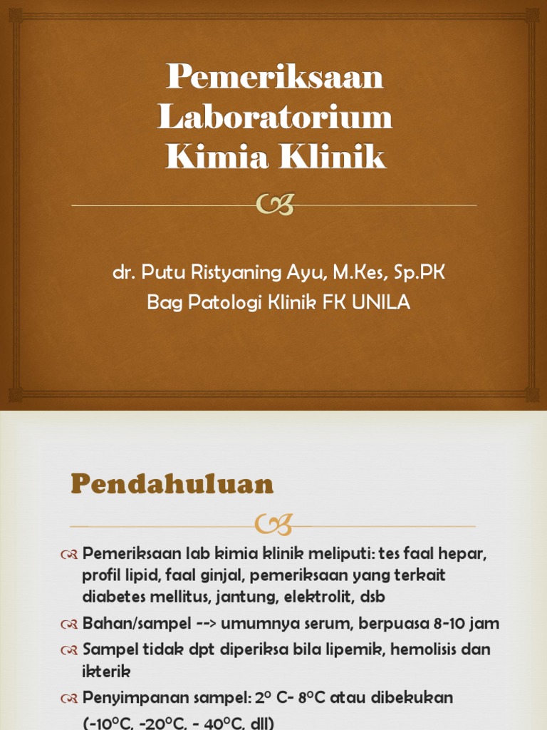 Pemeriksaan Kimia Klinik Prinsip Jenis Dan Aplikasi Di Berbagai