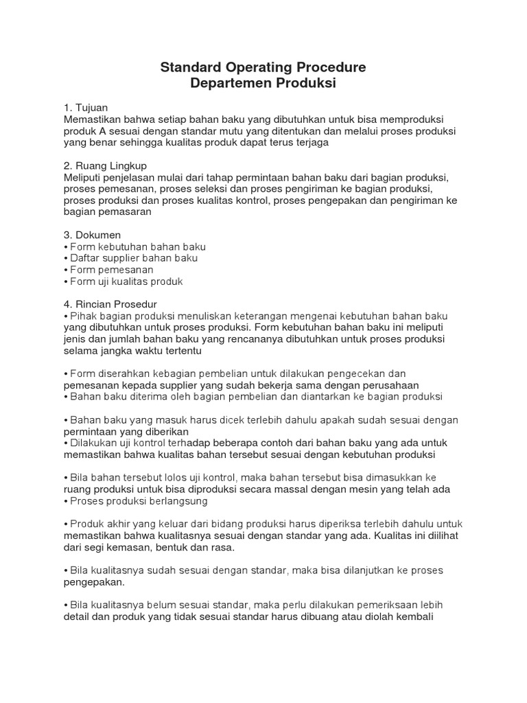 SOP Proses Produksi dan Kualitas | PDF
