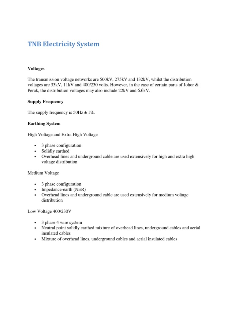 TNB Electricity System | PDF | Electric Power Distribution | Mains ...