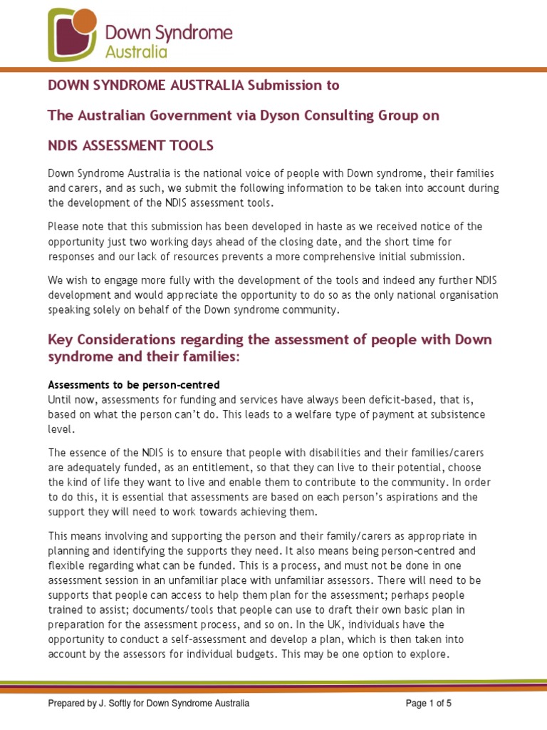 DSA NDIS Assessment Tools | PDF | Down Syndrome | Caregiver