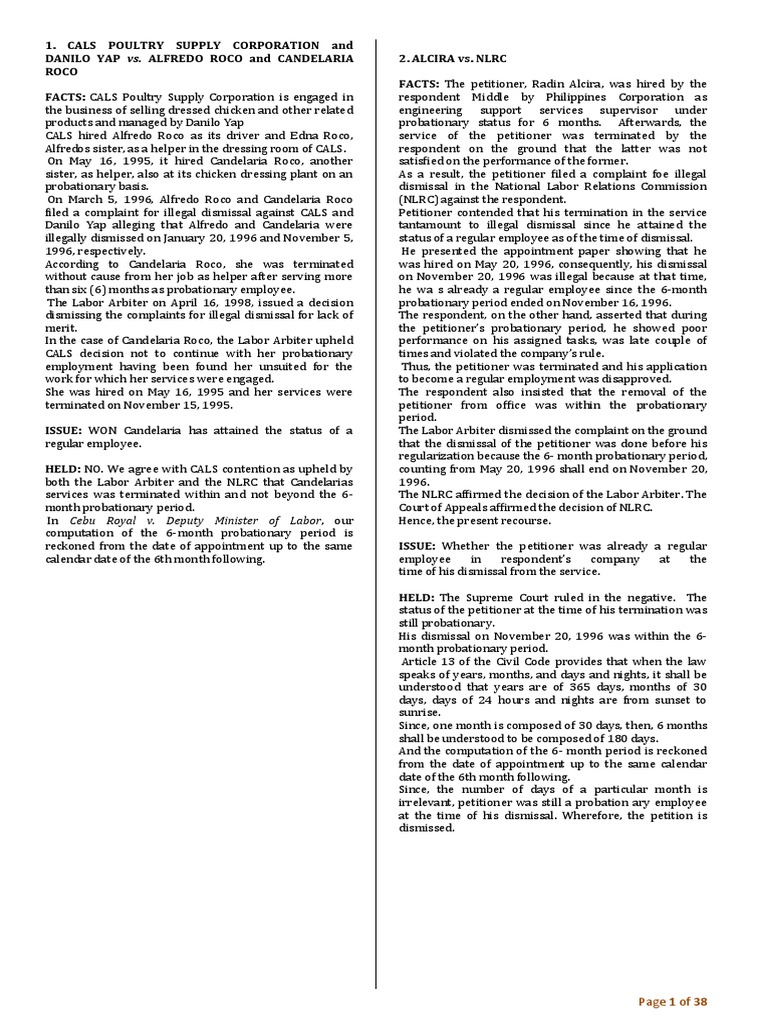 Labor Relations Cases | PDF | Law Of Agency | Employment