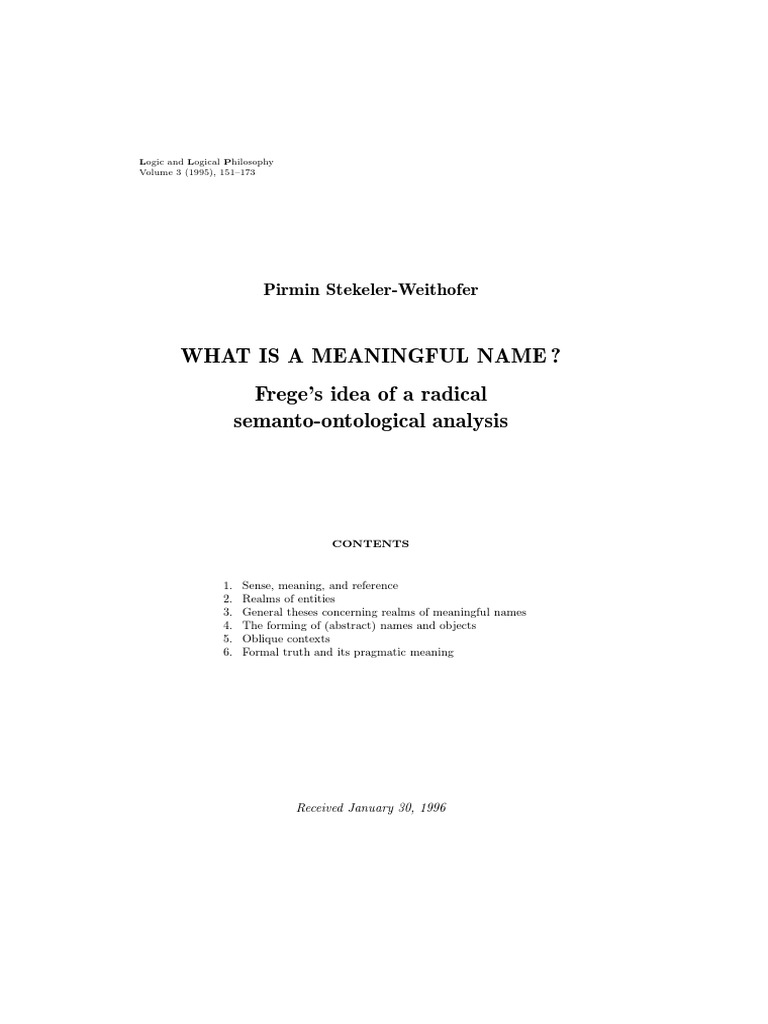 Frege and Names | PDF | Interpretation (Logic) | Model Theory