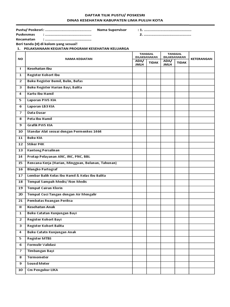 Daftar Tilik Pustu | PDF