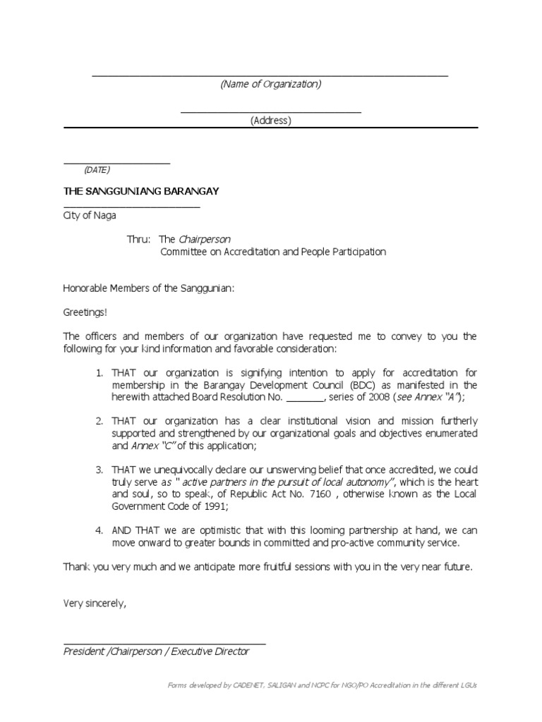 Board Resolution for BDC Accreditation | PDF | Non Governmental ...