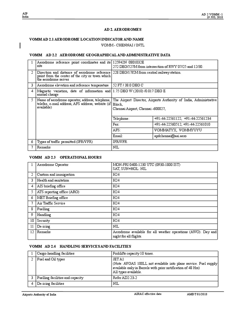 Chennai Airport AIP Overview | PDF | Transponder (Aeronautics) | Air ...