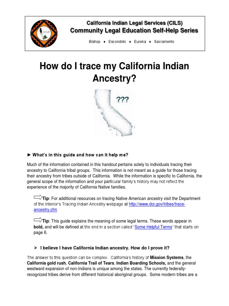 Self Help Tracing CA Indian Ancestry | PDF | Native Americans In The ...