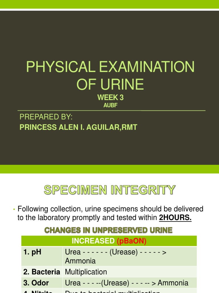 Week3-Physical Examination of Urine | PDF | Urine | Chemistry