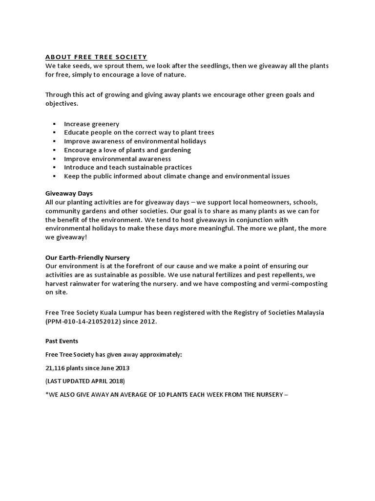 About Free Tree Society | PDF | Trees | Atmosphere Of Earth