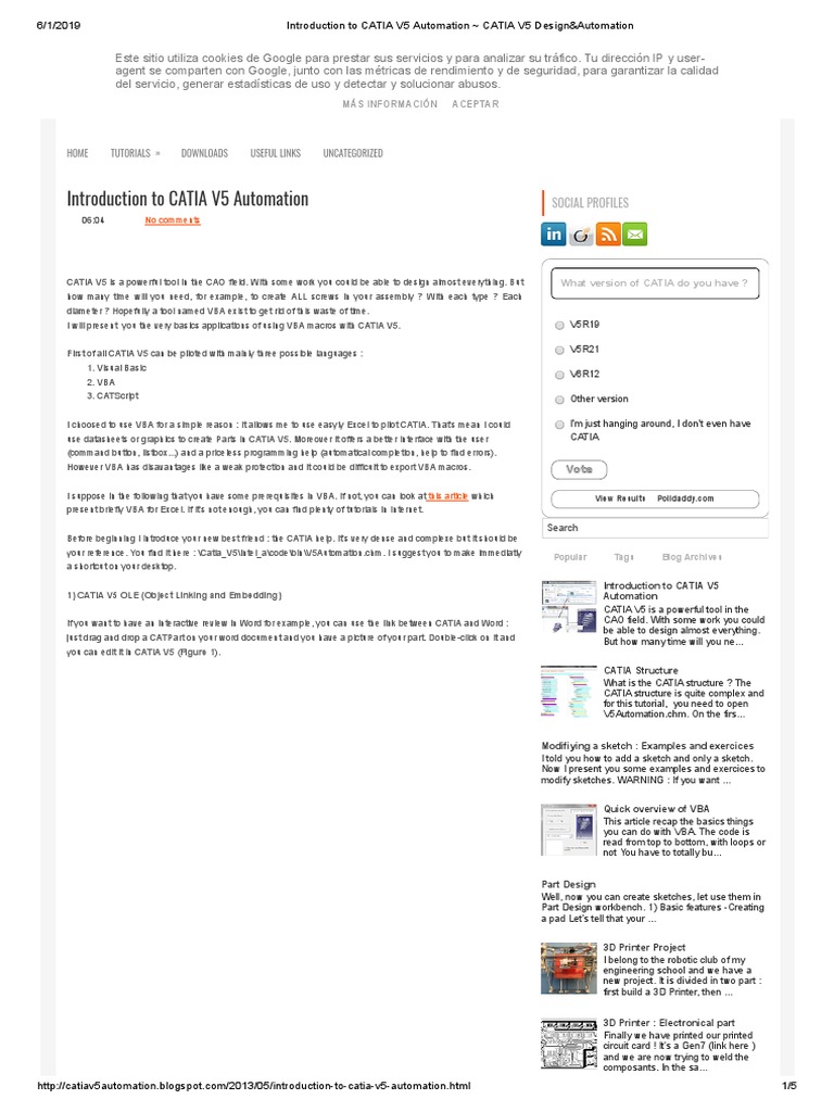 Introduction To CATIA V5 Automation - CATIA V5 Design&Automation | PDF ...