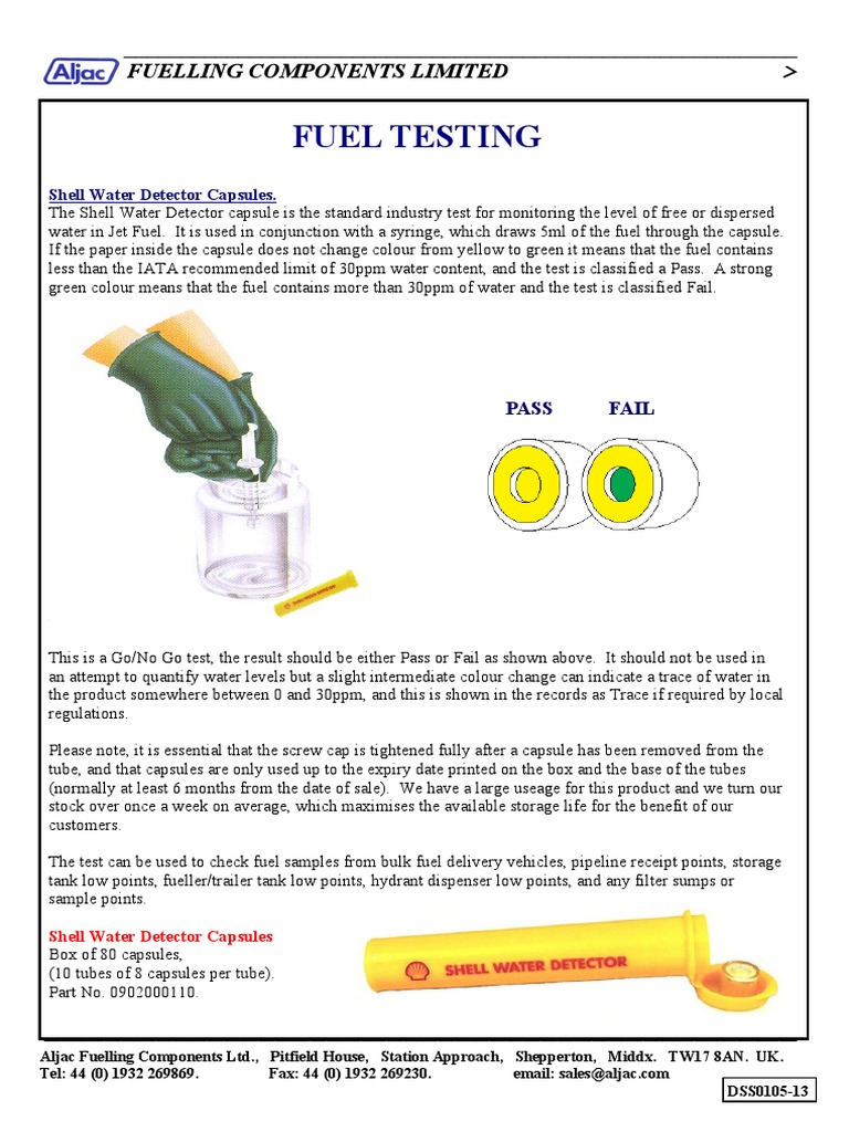 Test jet fuel water content quickly | PDF | Syringe | Water