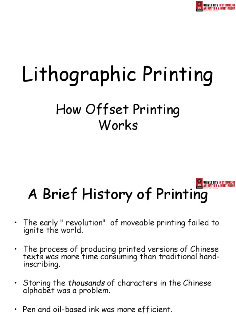 Lithographic Printing | PDF | Lithography | Printing