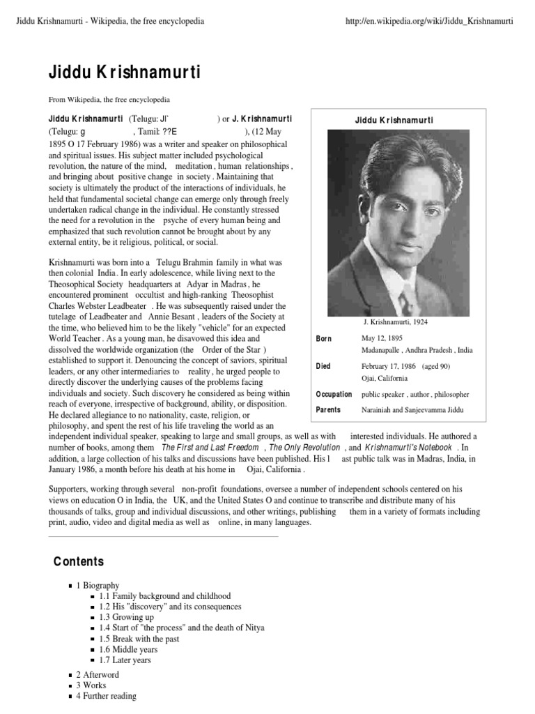Krishnamurtis PDF | PDF | Jiddu Krishnamurti | Metaphysics