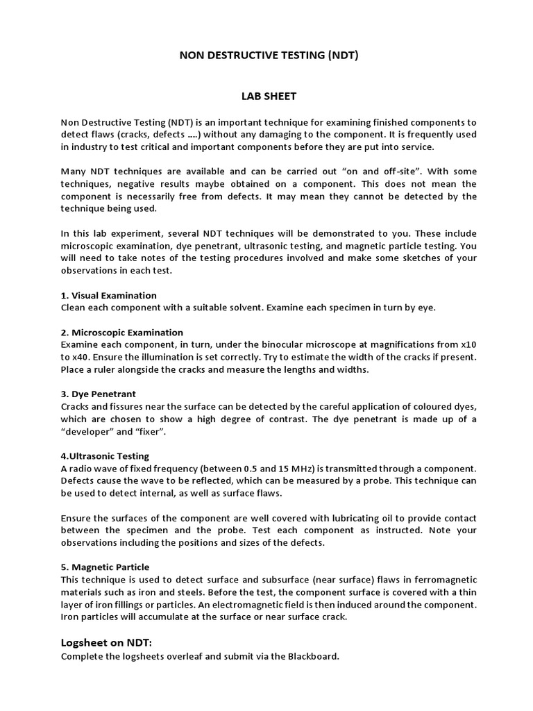 Non Destructive Testing (NDT) : 1. Visual Examination | PDF ...