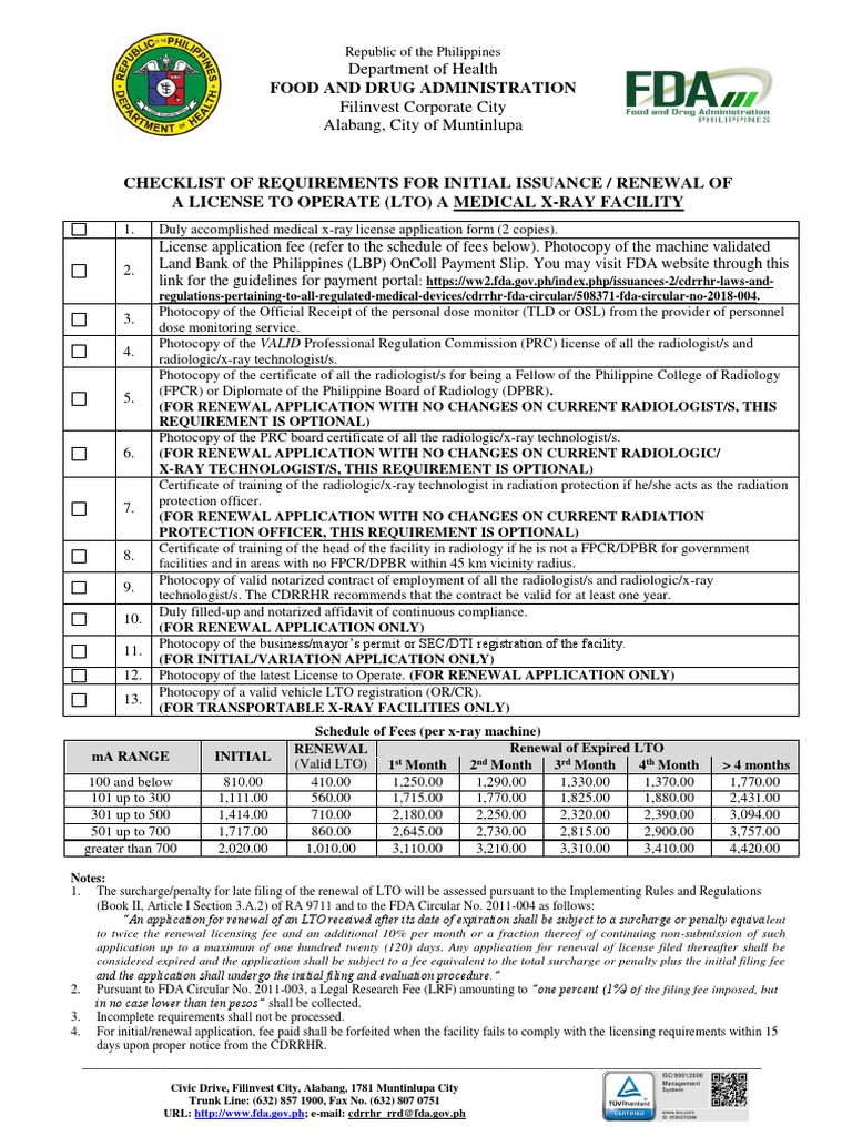 X-Ray Facility License Checklist | PDF | Radiography | Radiology