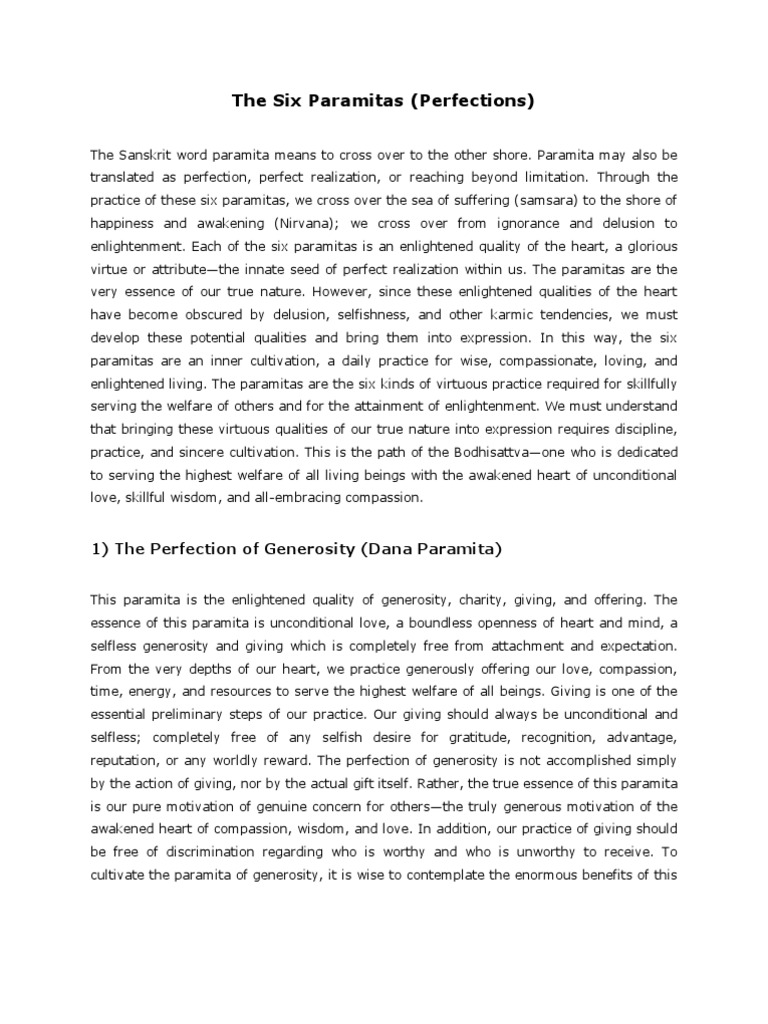 The Six Paramitas | PDF | Patience | Enlightenment In Buddhism