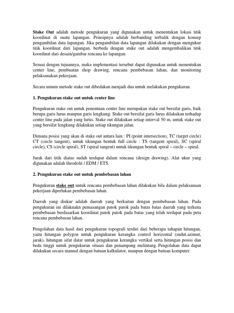 Metode Stake Out dan Implementasinya | PDF