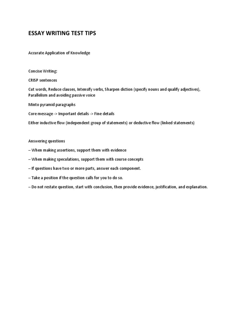 Essay Writing Test Tips | PDF