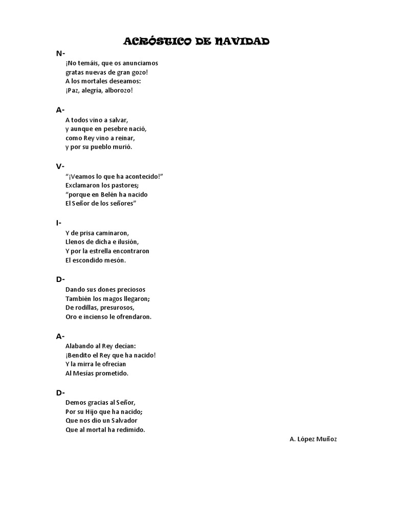 Acróstico de Navidad para Niños | PDF