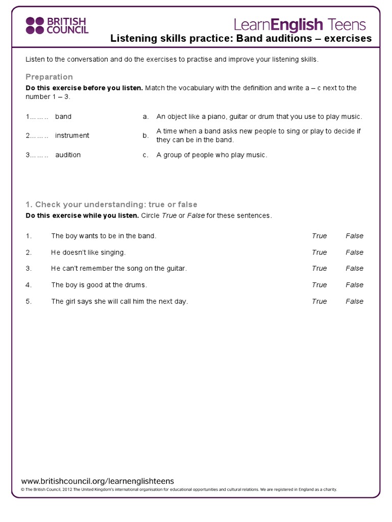 Band Auditions - Exercises 3 PDF | PDF