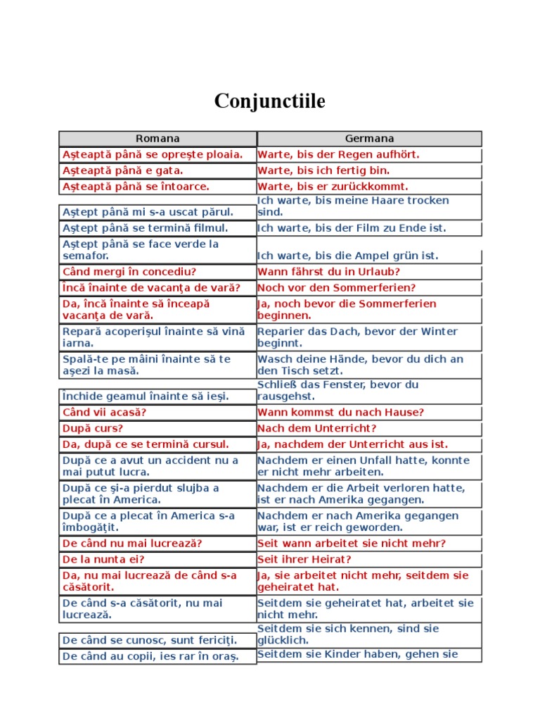 Conjunctiile in Germana PDF | PDF