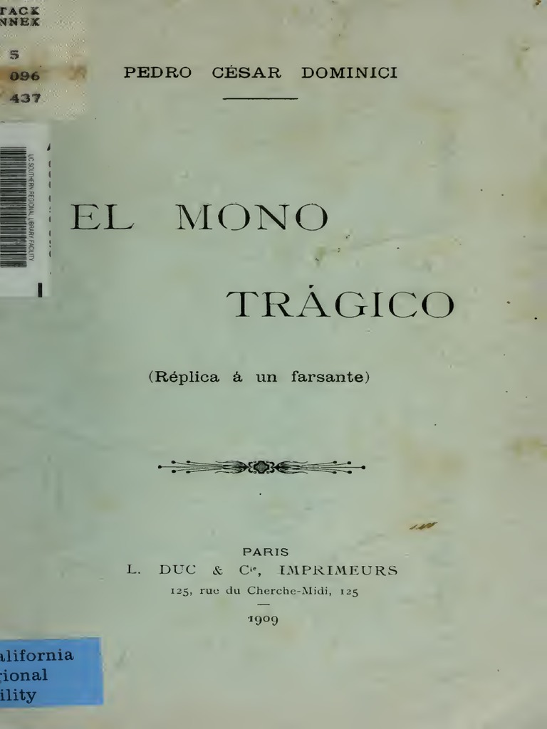 Dominici, Pedro César (1909) El Mono Trágico. Réplica A Un Farsante ...