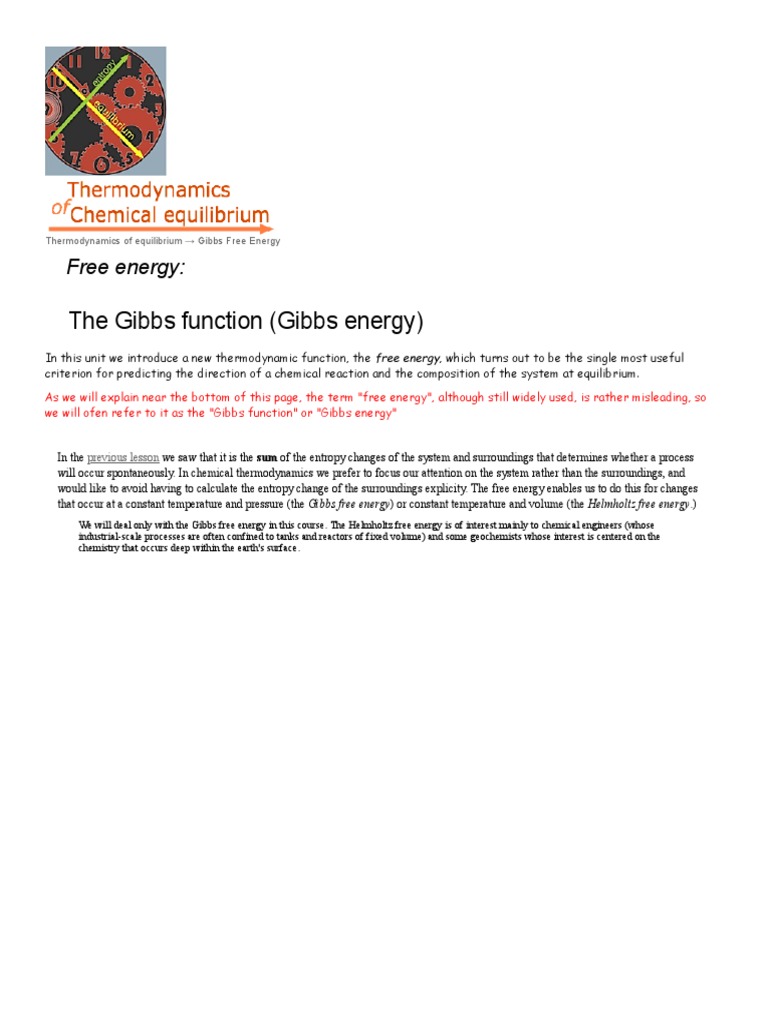 The Gibbs Function (Gibbs Energy) | PDF | Gibbs Free Energy | Enthalpy