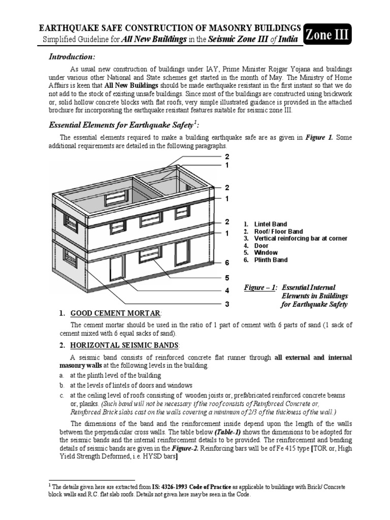 Earthquake Safe Construction PDF | PDF | Masonry | Brick