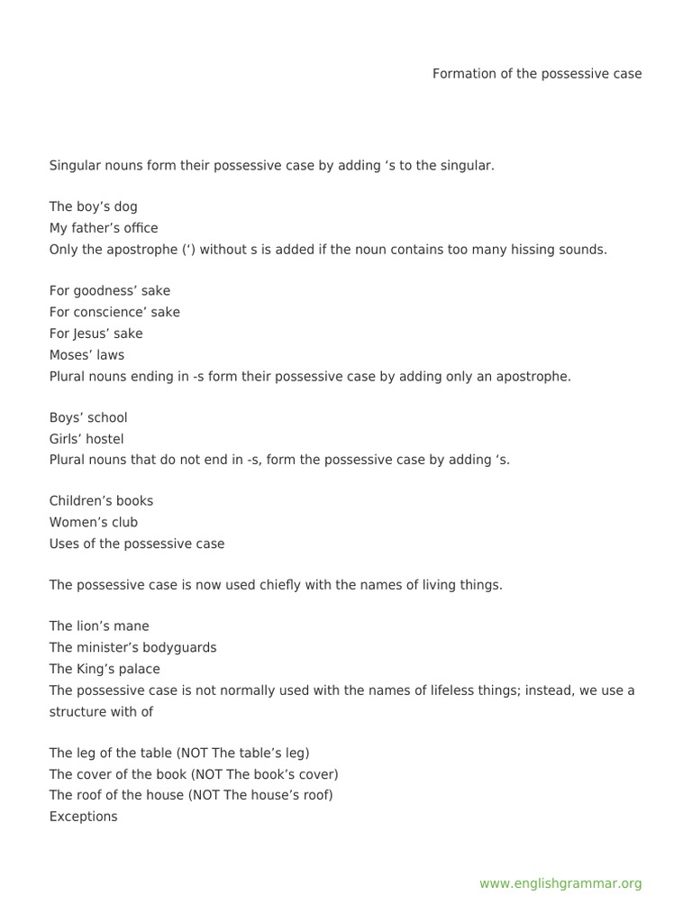 Understanding the Possessive Case | PDF