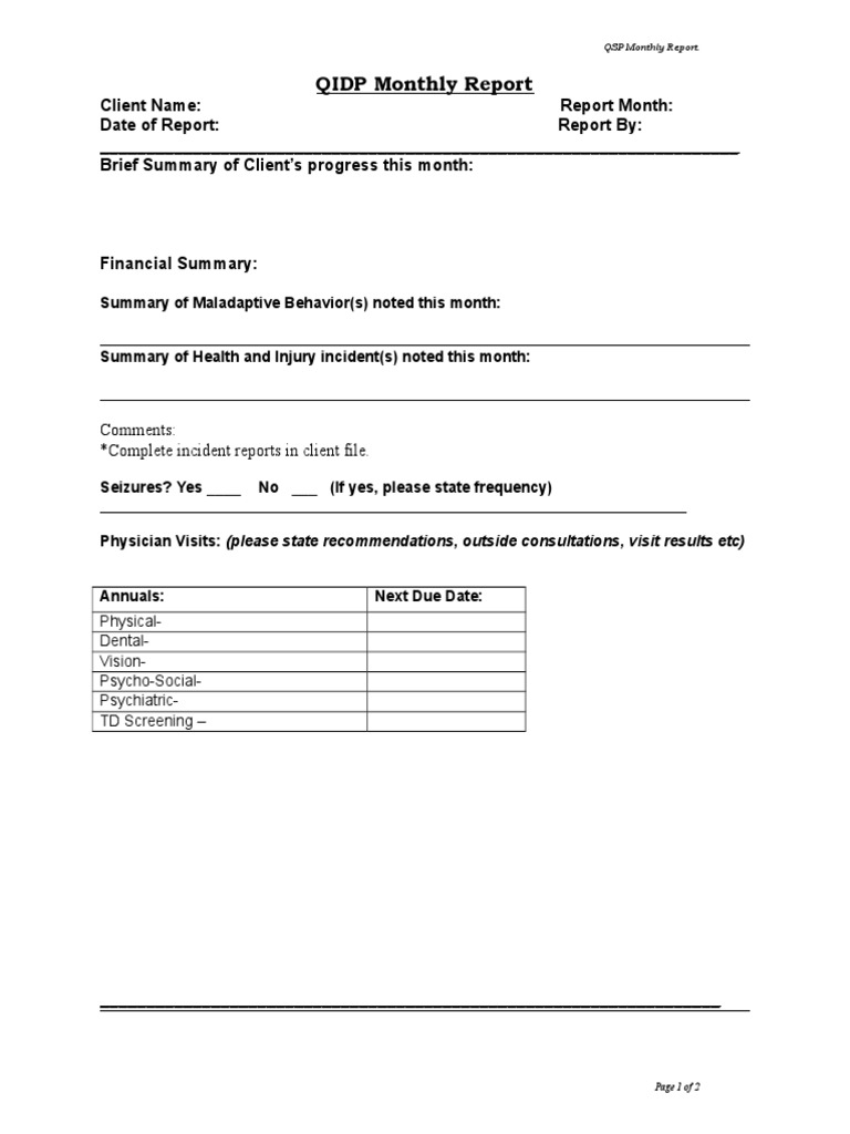 Blank QIDP Notes | PDF