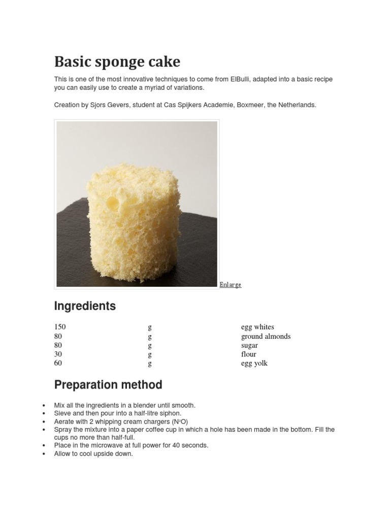 Basic Sponge Cake | PDF | Cakes | Desserts
