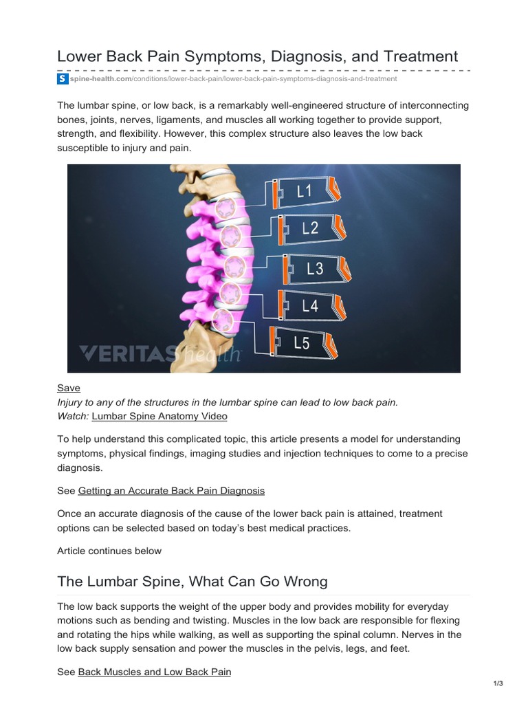 Lower Back Pain Symptoms, Diagnosis, and Treatment: The Lumbar Spine ...