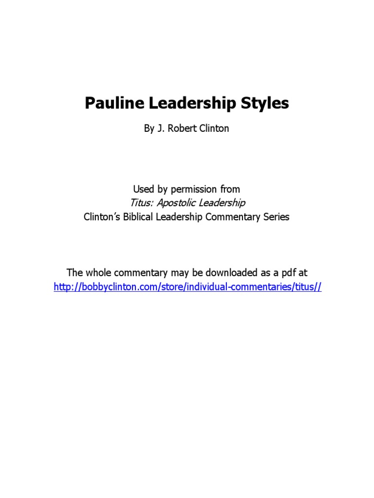 Pauline Leadership Styles - Clinton | PDF | Leadership | Paul The Apostle
