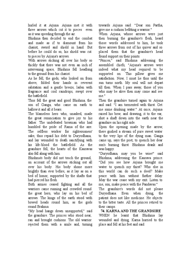 Karna and The Grandsire | Download Free PDF | Hindu Mythology | Mahabharata