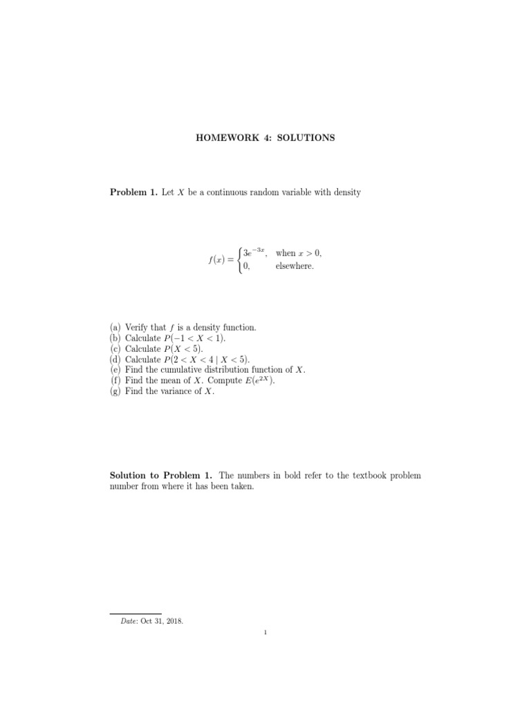 HW4 Solution PDF | PDF | Variance | Probability Density Function