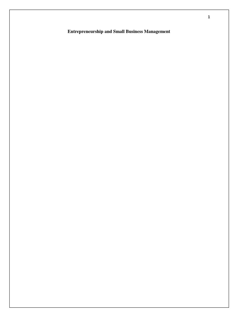 Entrepreneurship and Small Business Management | PDF | Small Business ...