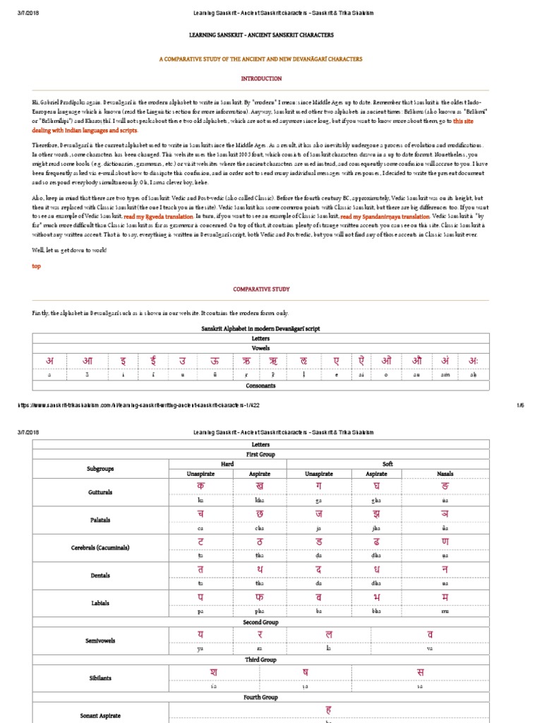 Learning Sanskrit - Ancient Sanskrit Characters | PDF | Sanskrit | Alphabet