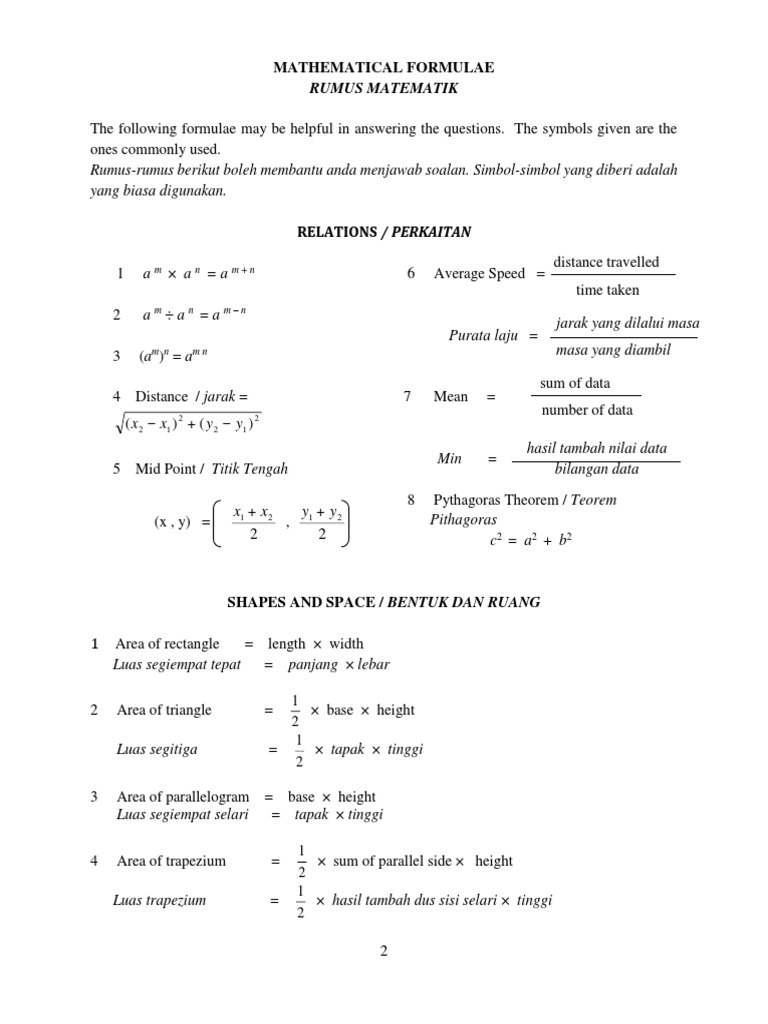 Rumus-Rumus Berikut Boleh Membantu Anda Menjawab Soalan. Simbol-Simbol ...