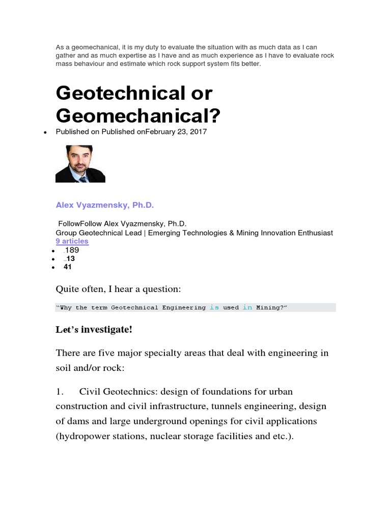 As A Geomechanical | PDF | Geotechnical Engineering | Engineering