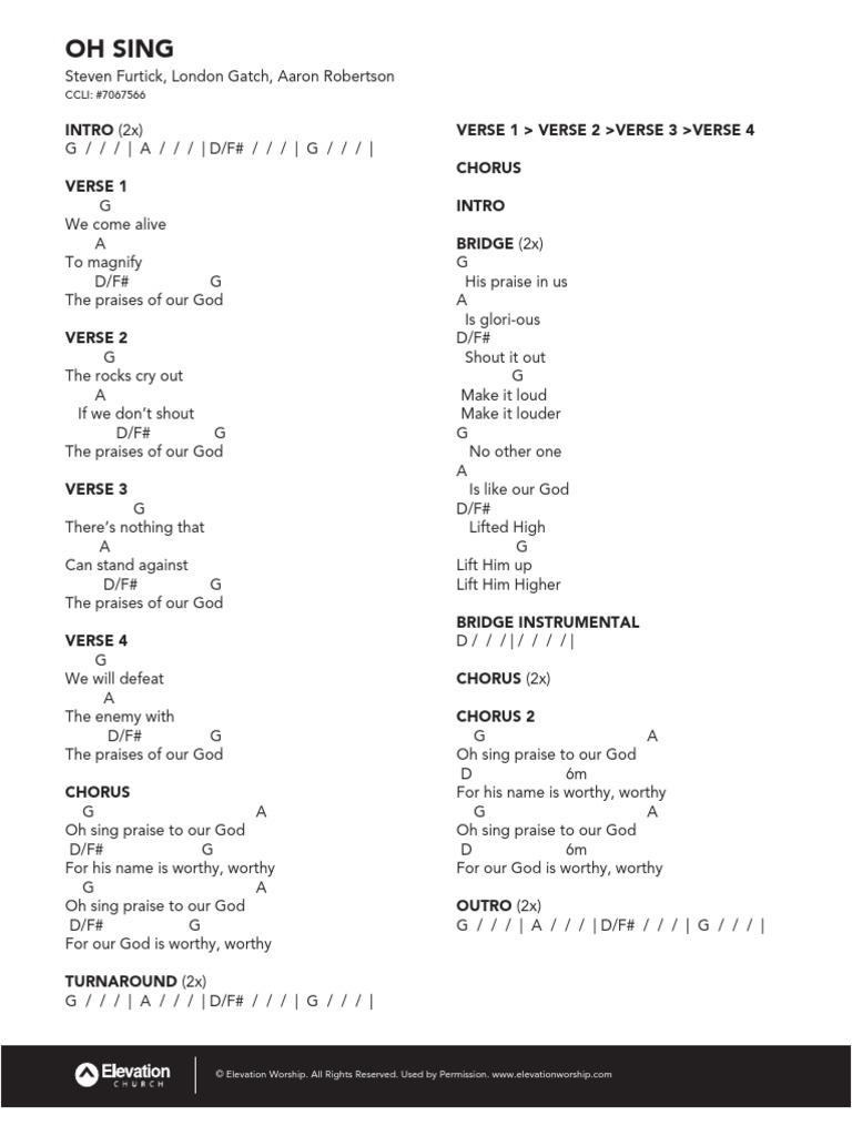 Oh Sing: INTRO (2x) Verse 1 Verse 1 Verse 2 Verse 3 Verse 4 Chorus ...