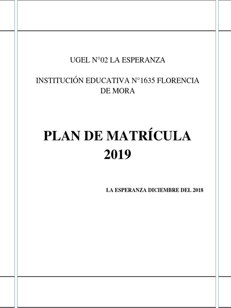 Plan de Matricula 2019 | PDF | Educación primaria | Educación avanzada