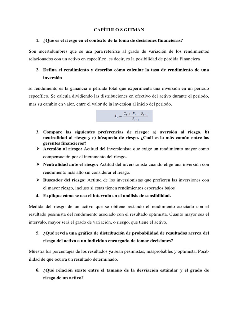 preguntas de gitman 8 | Inflación | Correlación y dependencia