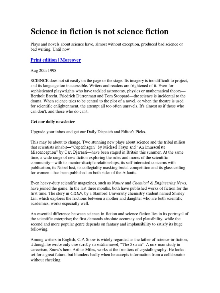 Science in Fiction Is Not Science Fiction | Download Free PDF | Science ...